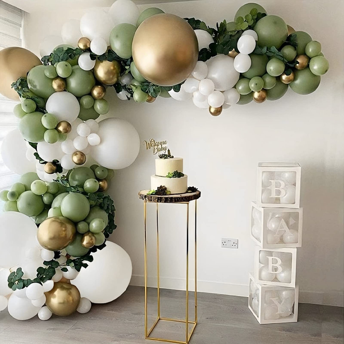 Fashion Finesse 152PCS Sage Green Balloon Garland Arch Kit Green And Gold Balloon Garland Kit ...